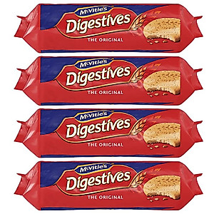 Mcvitie's Digestives Crunchy Wheat Biscuits Cookie - (4 Pack) England's Favourite. Best of British Biscuit Packed By Zuvo. Sweet, Wheat Taste, Crumbly Texture, And Renowned Suitability For Dunking, No Artificial Flavors or Colors - 400g