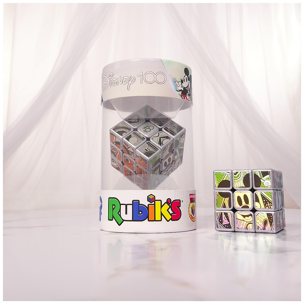 Rubik’s Cube, Disney 100th Anniversary Metallic Platinum 3x3 Cube, Fidget Toys Adults, Mickey Mouse Toys, Disney Toys for Adults & Kids Ages 8+
