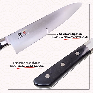 JCK ORIGINAL Kagayaki Japanese Chef’s Knife, KG-13 Professional Western Deba Knife, VG-1 High Carbon Japanese Stainless Steel Pro Kitchen Knife with Ergonomic Pakka Wood Handle, 8.2 inch