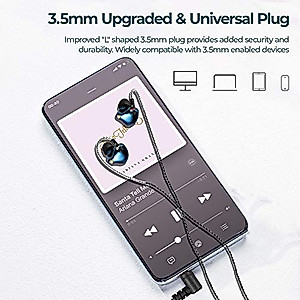 Famedy in-Ear Monitors, Wired Earbuds with Tesla Technology Headphone MMCX Detachable Cables,Noise-Isolating in Ear Earbuds for Musicians Drummer HiFi Stereo IEM Earphones (Blue, no Mic