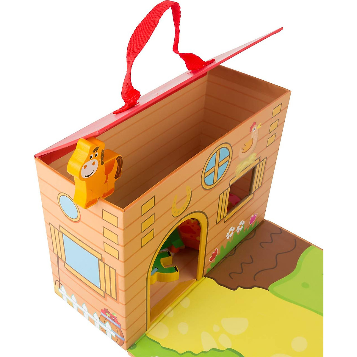 Small Foot Wooden Toys Farm Themed playworld in a Carrying case Designed for Children 3+, Multi (11111)