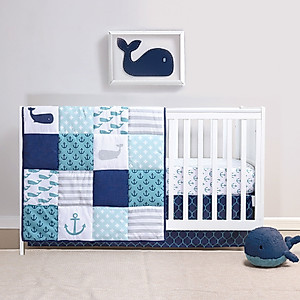 Nautical 4 Piece Whales Baby Crib Bedding Set