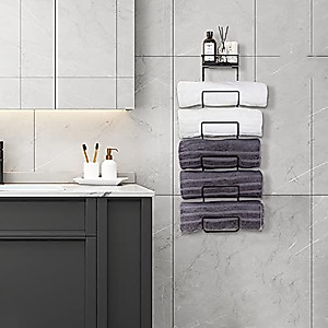 SODUKU Towel Rack Wall Mounted Metal Wine Rack with Natural Marble Top Shelf Metal Towel Racks Storage Organizer Holder for Bathroom Bath Kitchen