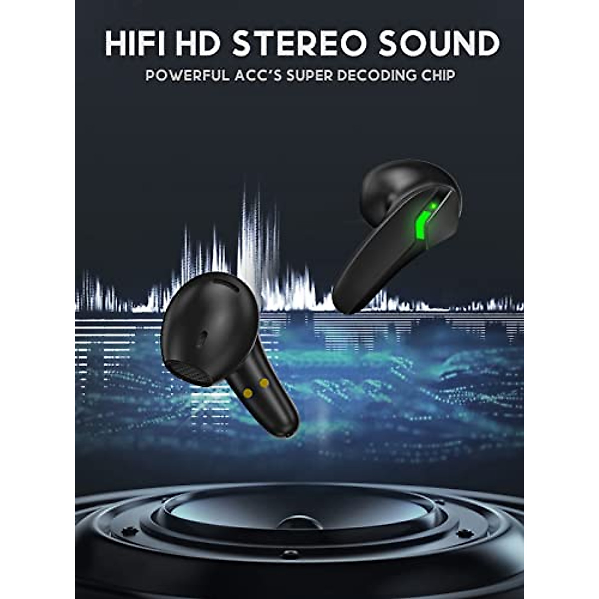 ZBC Wireless Earbuds Bluetooth Headphones Environmental Noise Cancellation Ear Buds 4-Mic Clear Calls 30H Playtime Deep Bass IPX6 Waterproof Sports Earphones & in-Ear Headsets for iPhone Android