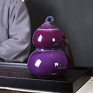 Kitchen Canisters Ceramic Food Storage Jar Gourd Shape with Metal Airtight Lid for Tea, Coffee, Herb, Sugar, Spice, Nuts
