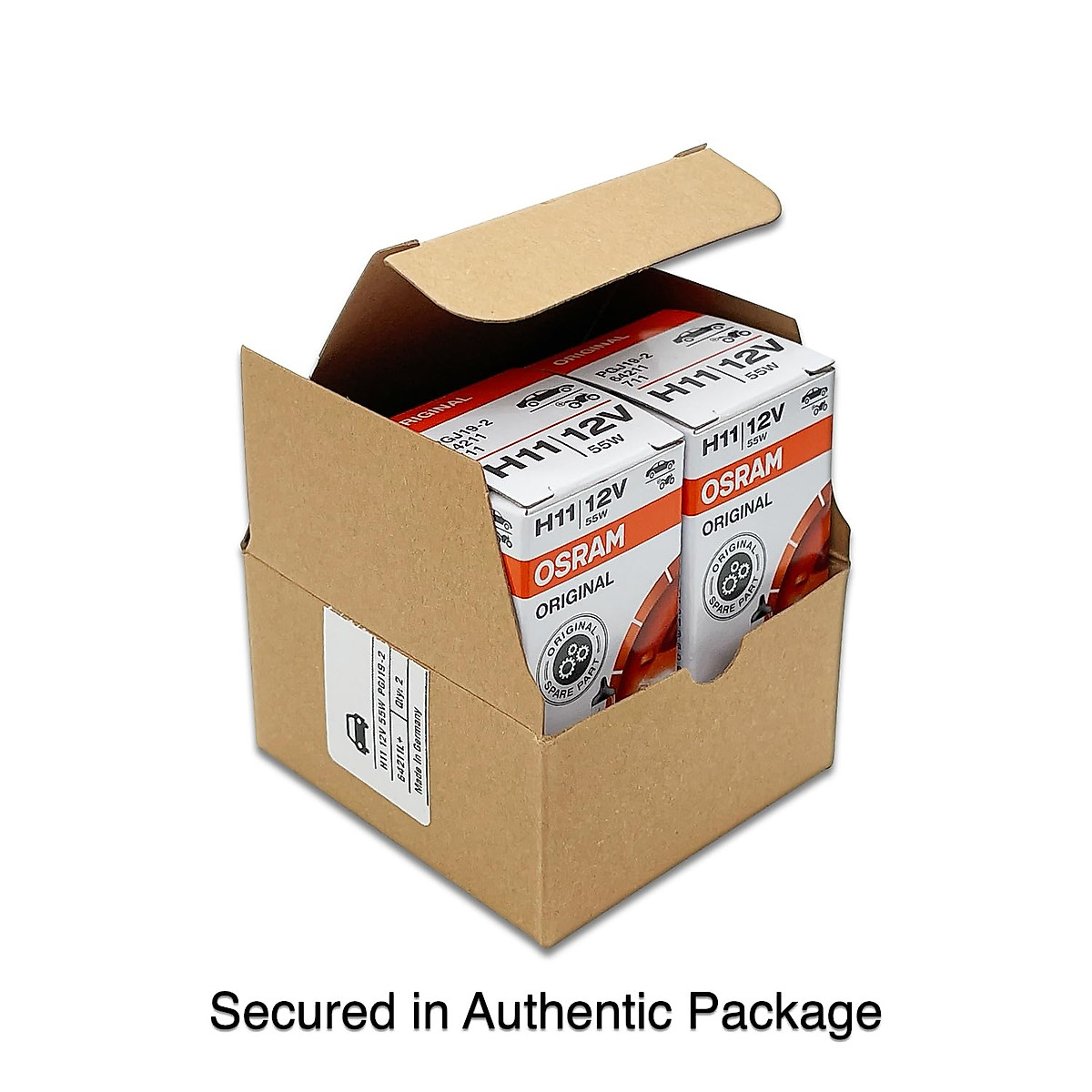 Osram H11 64211L+ DOT Original Standard Halogen Bulb 12V 55W 3800K PGJ19-2 Made in Germany/Pack of 2