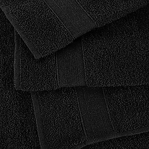 All Design 4 Piece Black Washcloth Set, 13 in 13 in 100% Turkish Cotton Washcloths for Bathroom, Soft Absorbent Washcloths for Body and Face, Wash Rags Kitchen, Baby Washcloths