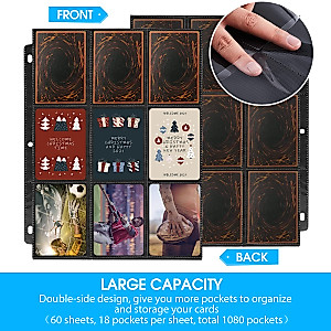1080 Pockets Baseball Card Sleeves, JIQEZNL Premium 9 Pocket Card Sleeves Binder Sheets for 3 Ring Binder, Double Side Trading Card Protector Pages for Pokemon, Yugioh, Sport, Football Card Collector