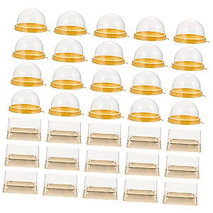Yardenfun 100pcs Packing Cake Box Clear Plastic Gift Box Favor Boxes for Wedding Mini Cake Stand Mooncake Packaging Box Mini Cake Carrier Clear Plastic Mini Cupcake Plastic Baking Boxes Yolk