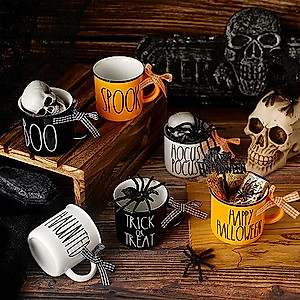 6 Pcs Halloween Mini Coffee Mugs Boo Pumpkin Trick or Treat Mini Coffee Cups for Tiered Tray Decor Halloween Coffee Bar Decor for Home Kitchen Table Decor Centerpieces Housewarming Gift
