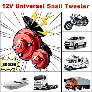 Ouffun Super Loud Waterproof Dual Horns, 12V 300DB, Universal Fit Kit for Cars, Motorcycles, Trucks, Trains & Boats (2 PCS)