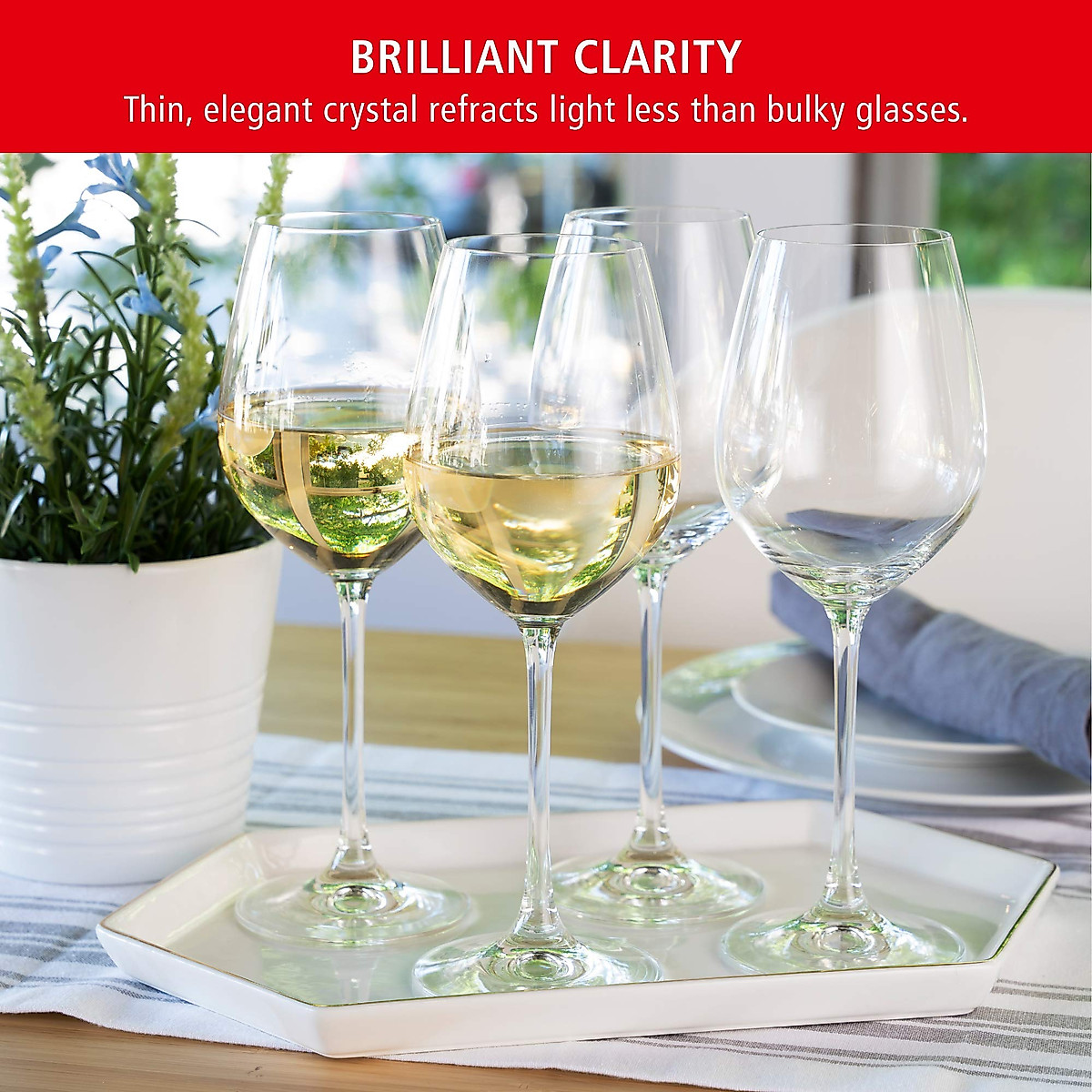 Spiegelau Salute White Wine Glasses, Set of 4, European-Made Lead-Free Crystal, Classic Stemmed, Dishwasher Safe, Professional Quality White Wine Glass Gift Set, 16.4 oz