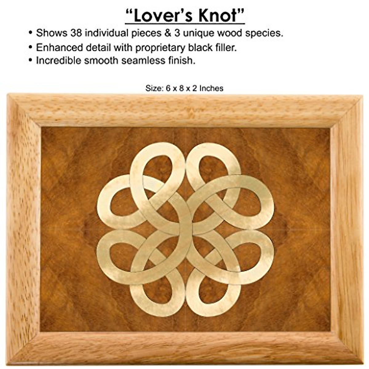 MarqArt Wood Art Celtic Box - Handmade USA - Unmatched Quality - Unique, No Two are the Same - Original Work of Wood Art. A Celtic Gift, Ring, Trinket or Wood Jewelry Box (#2852 Celtic Knot 6x8x2)