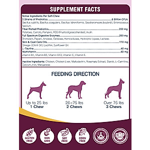 Probiotics for Dogs, Dog Probiotics for Digestive Health - Fiber Riched Prebiotic & Digestive Enzymes with Pumpkin, Omega-3, 6 Billion CFUs Support Gut & Immune Health, Diarrhea, Dog Allergy Relief