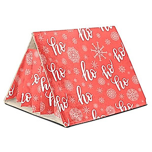 enheng Small Pet Hideout Christmas Ho Red Pattern Hamster House Guinea Pig Playhouse for Dwarf Rabbits Hedgehogs Chinchillas