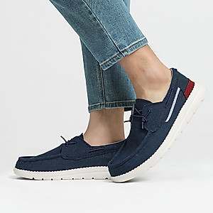 Bruno Marc Men's SBLS223M Slip-on Canvas Loafers Casual Boat Shoes, Navy, Size 12