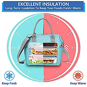 Large Lunch bag, Wide-Open Reusable Lunch Box for Men and Women with Removable Strap Adult Lunch Tote for Work College Travel Picnic VONXURY