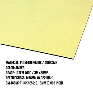 Gizmo Dorks PEI Sheet 3D Printer Build Surface 300mm x 300mm (11.8" x 11.8") with Laminated 3M 468MP Adhesive, Made in The USA