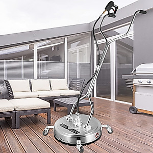VEVOR 24" Surface Cleaner, 4000PSI Max. Pressure Flat Surface Cleaner, Stainless Steel Rotating Surface Cleaner, Pressure Washer Surface Cleaner w/ 3 Nozzles, Fit for 3/8" Quick Connector, for Patio