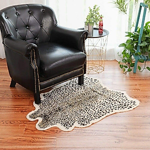 Leopard Print Area Rug - Faux Fur Non-Slip Cheetah Rug Small Accent Distressed Animal Print Hide Rugs Floor Carpet for Door Mat Entryway Bedrooms Laundry Room Decor (3.3x2.95Ft, Leopard)