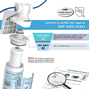 Frizzlife Under Sink Water Filter-NSF/ANSI 53&42 Certified Drinking Water Filtration System-0.5 Micron Removes Lead, Chlorine,Bad Taste & Odor, W/Dedicated Faucet