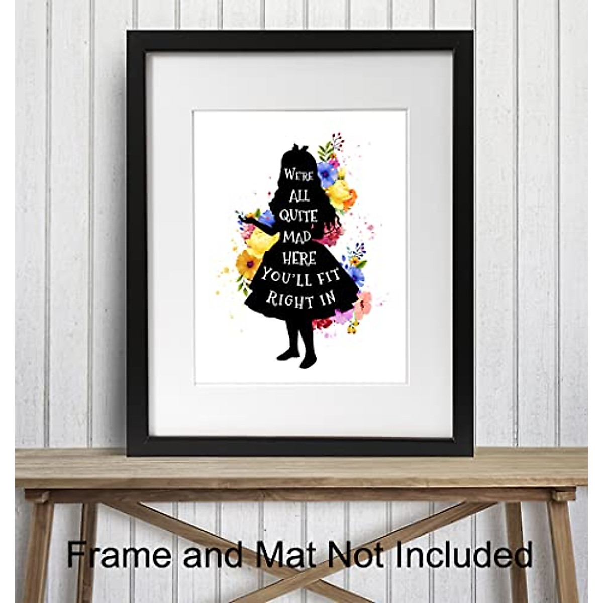 Alice Wonderland Decor - decoration Wall Art Poster - Inspirational Positive Quotes for Women, Girls Room - Walt World - Shabby Chic Gift - Bedroom, Living room, Home Office