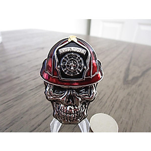 Firefighter First Responder Prayer Skull Challenge Coin