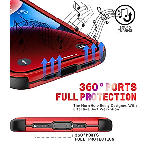 Diverbox for iPhone 14 Case [Shockproof] [Dropproof] [Tempered Glass Screen + Camera Lens Protector],Heavy Duty Protection Phone Case Cover for Apple iPhone 14 (Red)