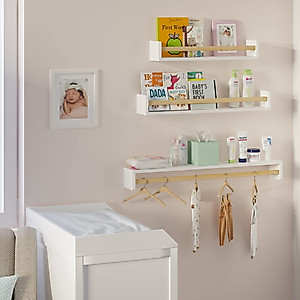 Wallniture Madrid Multisize 36''-30''-24'' Floating Bookshelves Kids Room Bookshelf Nursery Shelves Set of 3, White