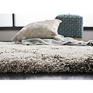 SAFAVIEH Hudson Shag Collection Area Rug - 8' x 10', Ivory & Grey, Moroccan Trellis Design, Non-Shedding & Easy Care, 2-inch Thick Ideal for High Traffic Areas in Living Room, Bedroom (SGH282A)