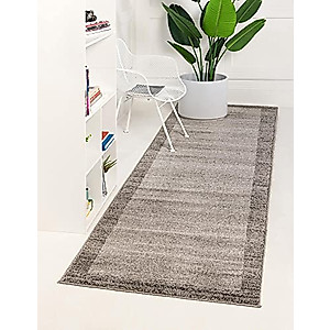 Unique Loom Del Mar Collection Area Rug - Abigail (2' 7" x 10' Runner, Light Gray/ Black)