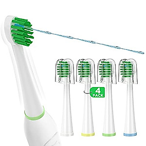 Replacement Toothbrush Heads for Water Pik Sonic Fusion (SF-01 / SF-02 / SF-03 / SF-04), Compact, with Covers, 4 Count, White