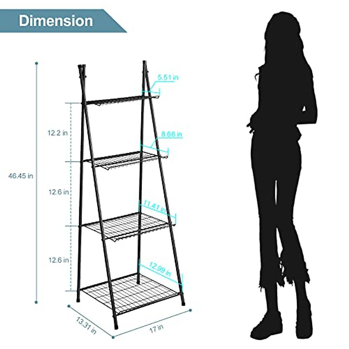 OYEAL Bathroom Standing Shelf Bathroom Towel Storage 4 Tier Blanket Ladder Shelf Bathroom Shelves Freestanding Floor Organizer for Pantry Kitchen Laundry Room Organization