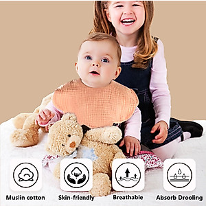 Muslin Baby Bibs Baby Drool Bibs Teething Bibs 100% Cotton for Unisex Boys Girls Super Absorbent& Soft Adjustable Multi-Use Scarf Bibs
