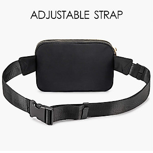 ZORFIN Fanny Packs for Women Men, Black Crossbody Fanny Pack, Belt Bag with Adjustable Strap, Fashion Waist Pack for Outdoors/Workout/Traveling/Casual/Running/Hiking/Cycling (Black)