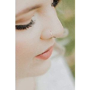24G Rose Gold Nose Ring Hoop - Delicate Feminine Adjustable 24 Gauge 6mm - 7mm Piercing Jewelry for Women