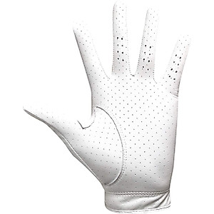 Majek Golf Mens Pro Tour White Cabretta Leather Golf Gloves Comfort Fit Breathable Ventilation for Maximum Feel - 9 Pack (Large, left)