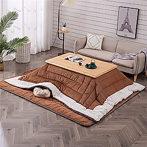 MCNUSS Kotatsu Heated Table, Japanese Folding Storage Tatami Coffee Table Thickened Furnace Winter Roasting Stove Heating Table Table+Quilt+Carpet+Heater,B