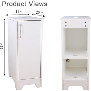 U-Eway 13 inch White Bathroom Vanity and Sink Combo,Artistic Tempered Glass Vessel Sink Combo with Faucet & Solid Brass Pop Up Drain,Single Small Bath