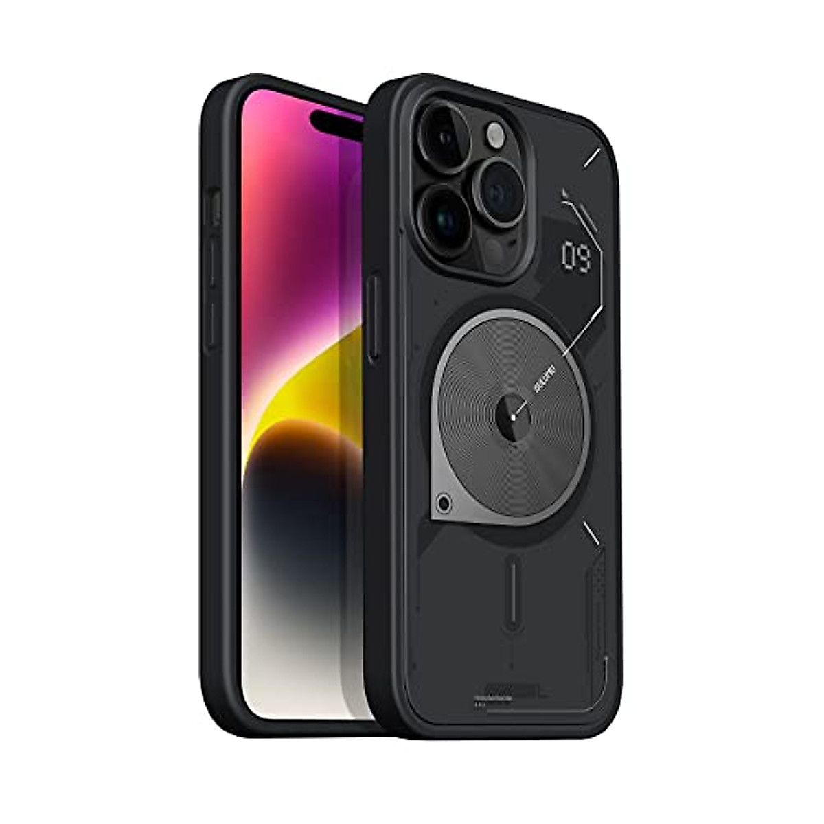 Aulumu A15 for Magnetic iPhone 14 Pro Case, Compatible with MagSafe, Hard Shell, Semitranslucent Matte Cover, Anti-Fingerprint, Slim Soft TPU Frame, 6.1 inch, Black