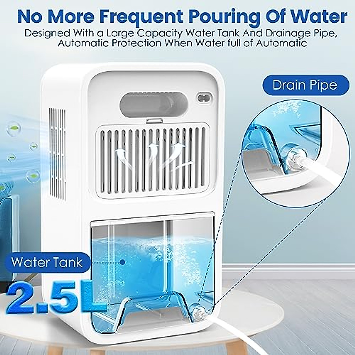 Lonxfy 95OZ Dehumidifiers for Home, 720 Sq.ft Portable Dehumidifier With Drain Hose Auto Defrost, Dehumidifiers for Room, Sleep Mode Quiet Small Dehumidifiers for Bedroom Bathroom Basements Closet RV
