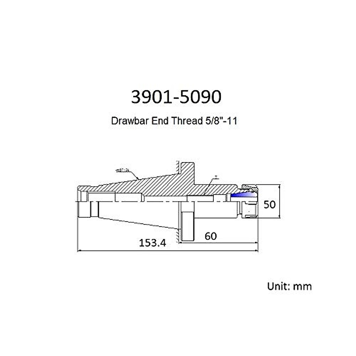 HHIP 3901-5090 Pro-Series #40 NMTB ER-32 Collet Chuck, 5/8"-11 Drawbar End