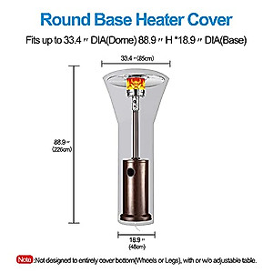 Cubicideas Outdoor Patio Heater Cover 420D Oxford Fabric with Zipper Design Water-Resistant 33 Inch Stand-Up Patio Heater Cover, Black