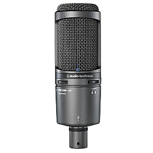 Audio-Technica AT2020USB+PK Vocal Microphone Pack for Streaming/Podcasting, Includes USB Mic w/Built-In Headphone Jack & Volume Control, Boom Arm, & Headphones