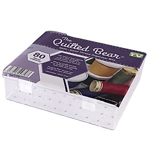 The Quilted Bear Modern Stackable Clear Acrylic Thread Box, 80 Spool Storage - Sewing Organizer