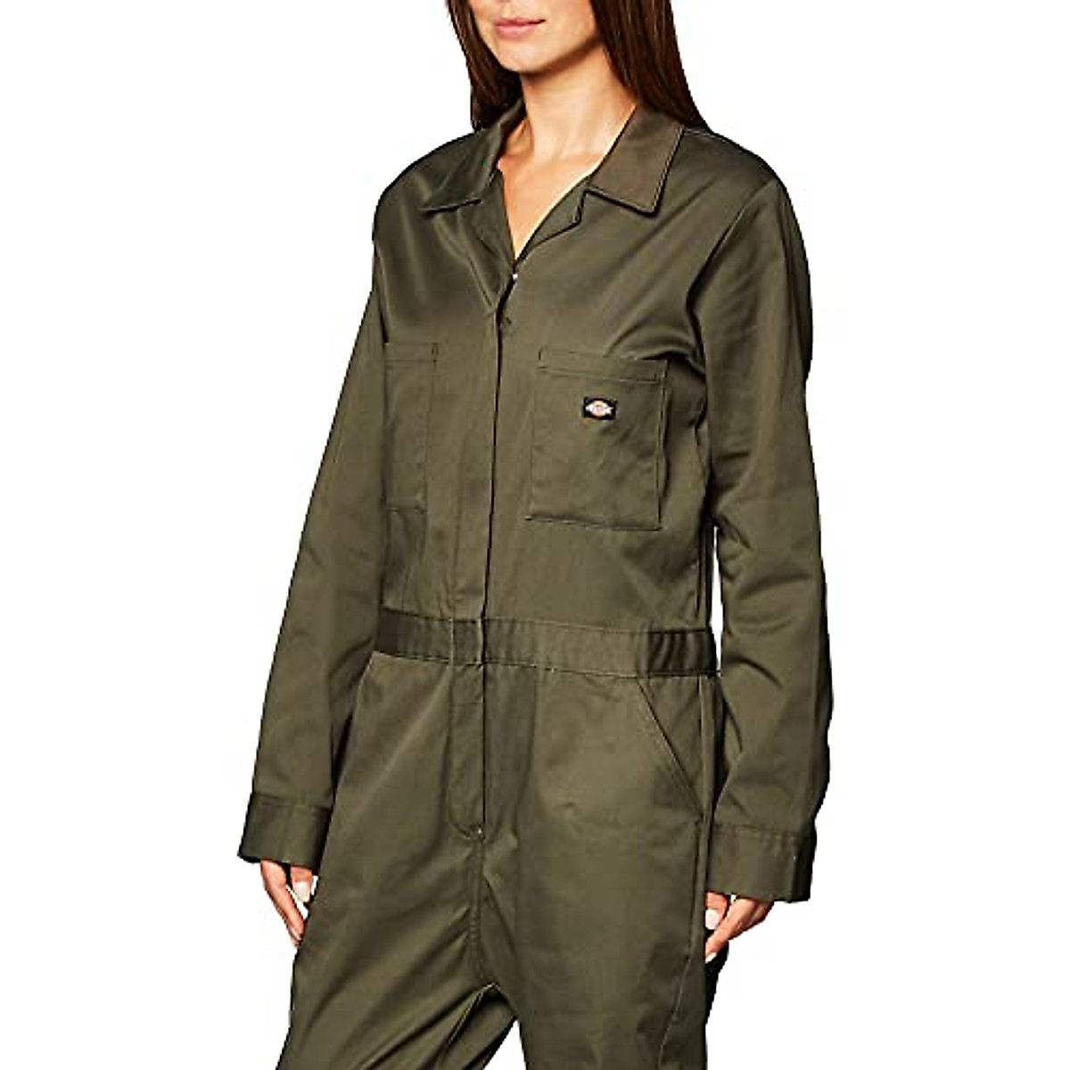 Dickies Women's Long Sleeve Cotton Twill Coverall, Moss, Medium