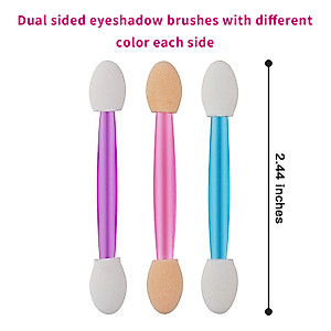 Cuttte 60PCS Disposable Dual Sides Eye Shadow Sponge Applicators, 3 Colors Eyeshadow Brushes Makeup Applicator (Pink, Purple, Blue)