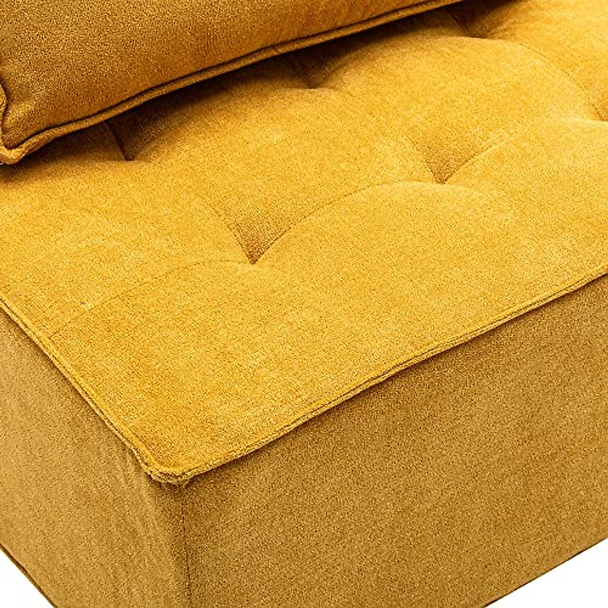 JURMALYN Square Modular Sectional Sofa Couch, Free Combination Sectional Sofa Modern Floor Single Chair with Two Removable Back Cushions Foor Tofu Sofa Small Single Couch for Bedroom and Corner Yellow