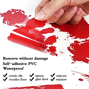 173PCS Halloween Bloody Footprints Floor Clings Plus Tattoos - Hallowmas Handprint Zombie Restroom Sign Decals Party Decorations