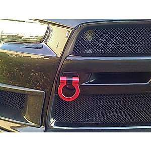 iJDMTOY Red Track Racing Style Tow Hook Ring Compatible With 2008-2016 Mitsubishi Lancer Evolution Evo X 10 (CZ4A), Made of Lightweight Aluminum